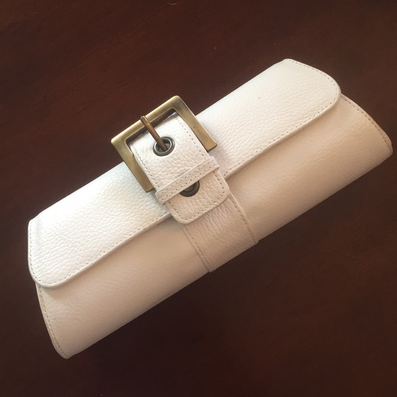 Jalda | Bags | Jalda White Leather Buckle Clutch | Poshmark